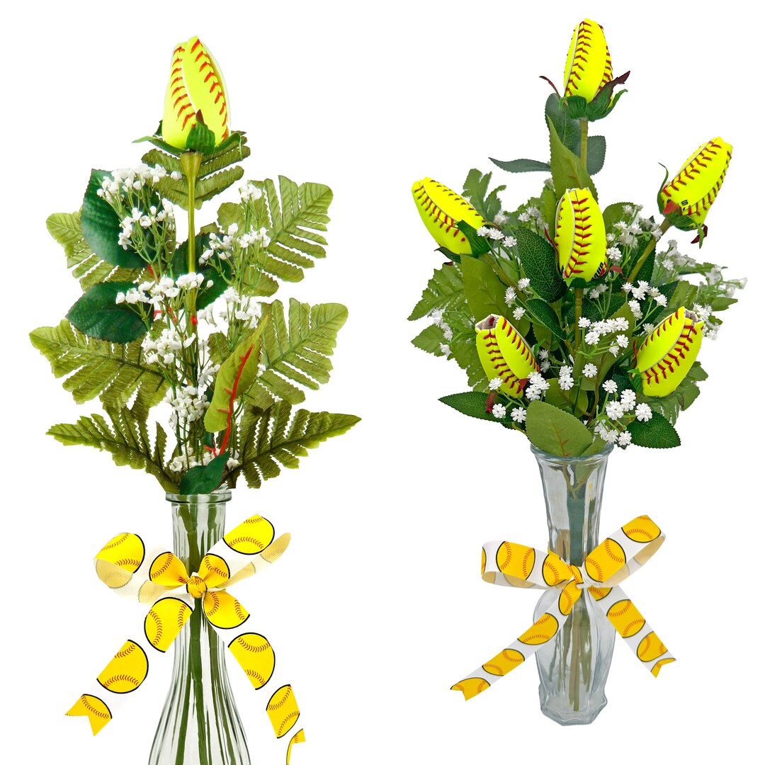 Softball Roses Arrangement | Softball Flowers Bouquet | Softball Gifts ...