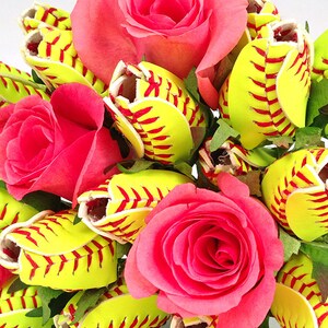 Softball Roses Arrangement | Softball Flowers Bouquet | Softball Gifts ...