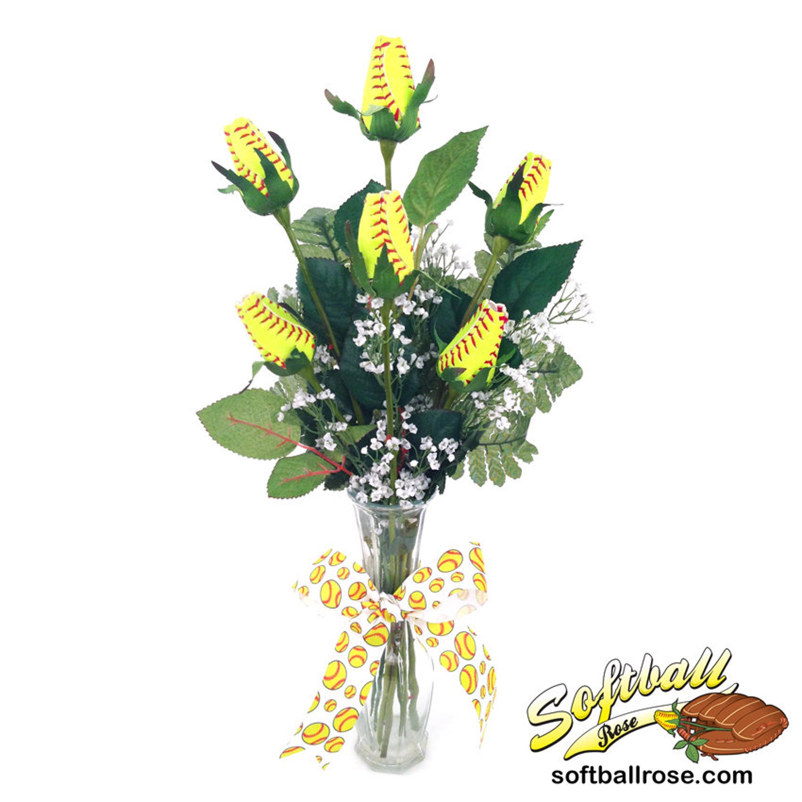 Softball Roses Arrangement Softball Flowers Bouquet - Etsy