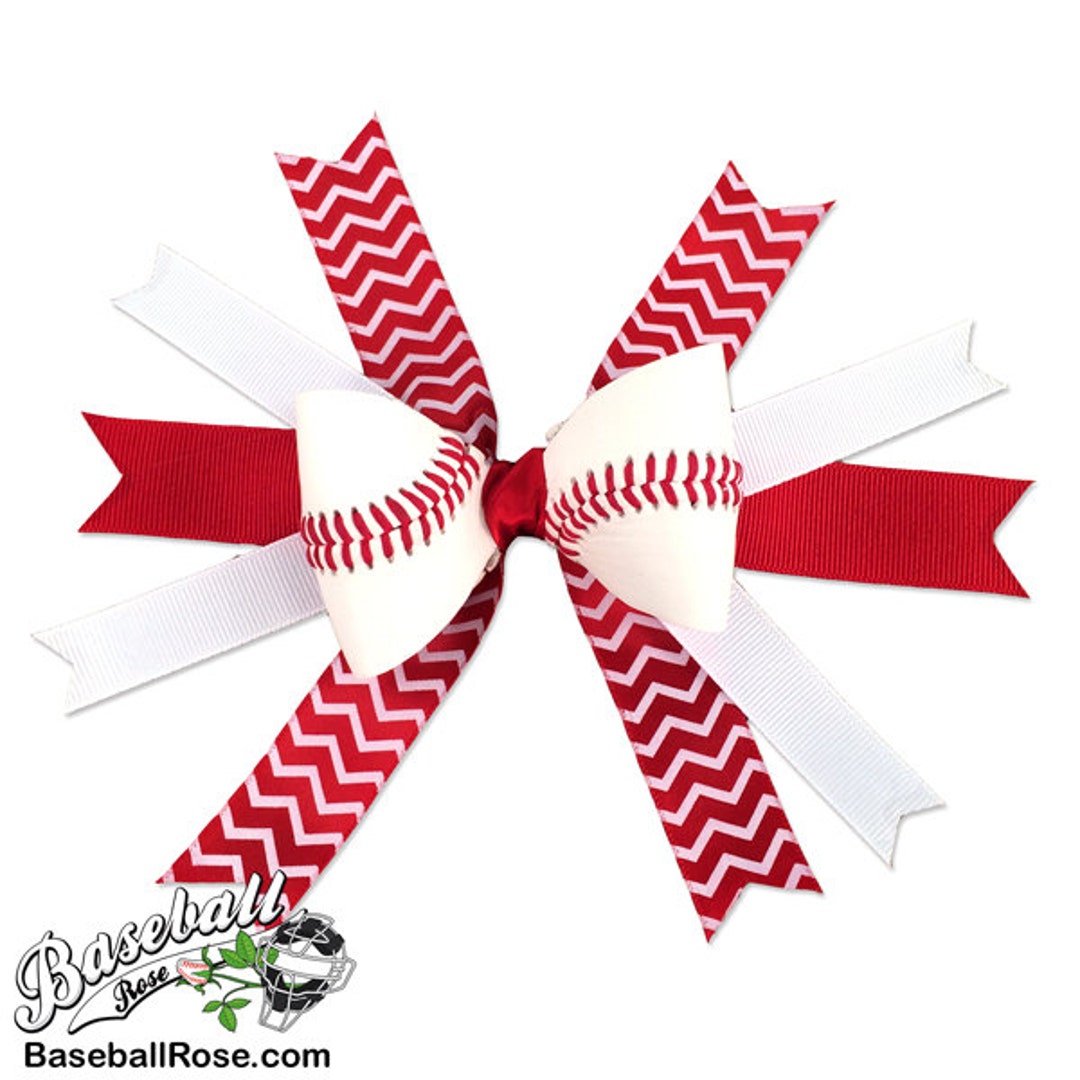 Baseball Hair Bow - Red White Chevrons - Etsy
