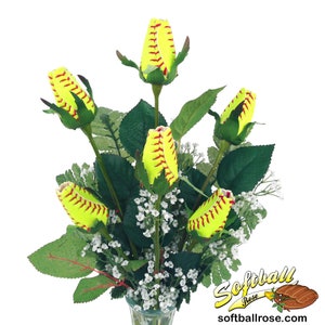 Softball Roses Arrangement | Softball Flowers Bouquet | Softball Gifts ...
