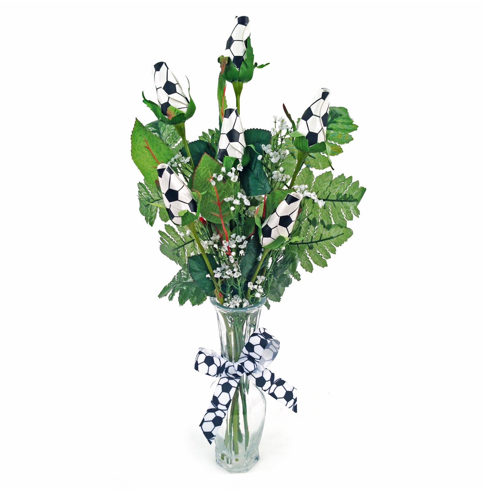 Soccer Rose Bouquet With Vase | Soccer Valentine | Soccer Flower ...