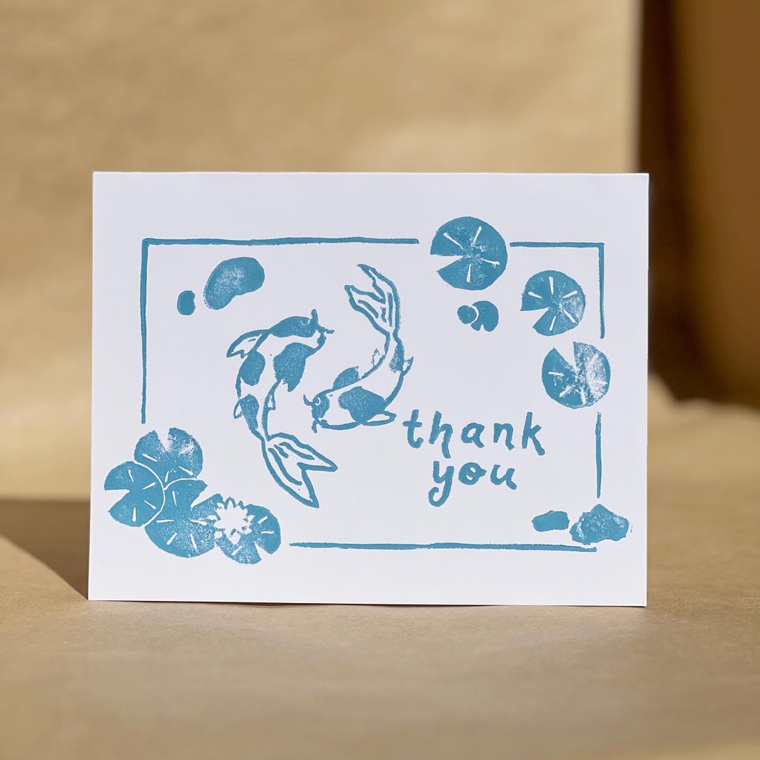 Thank You Koi Pond Greeting Card || Thank You Card With Envelope ...