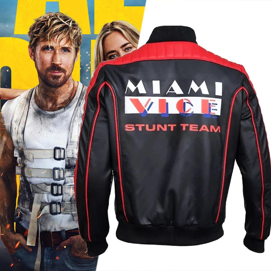 The Fall Guy Leather Jacket, Ryan Gosling Miami Vice Cosplay, Premium ...