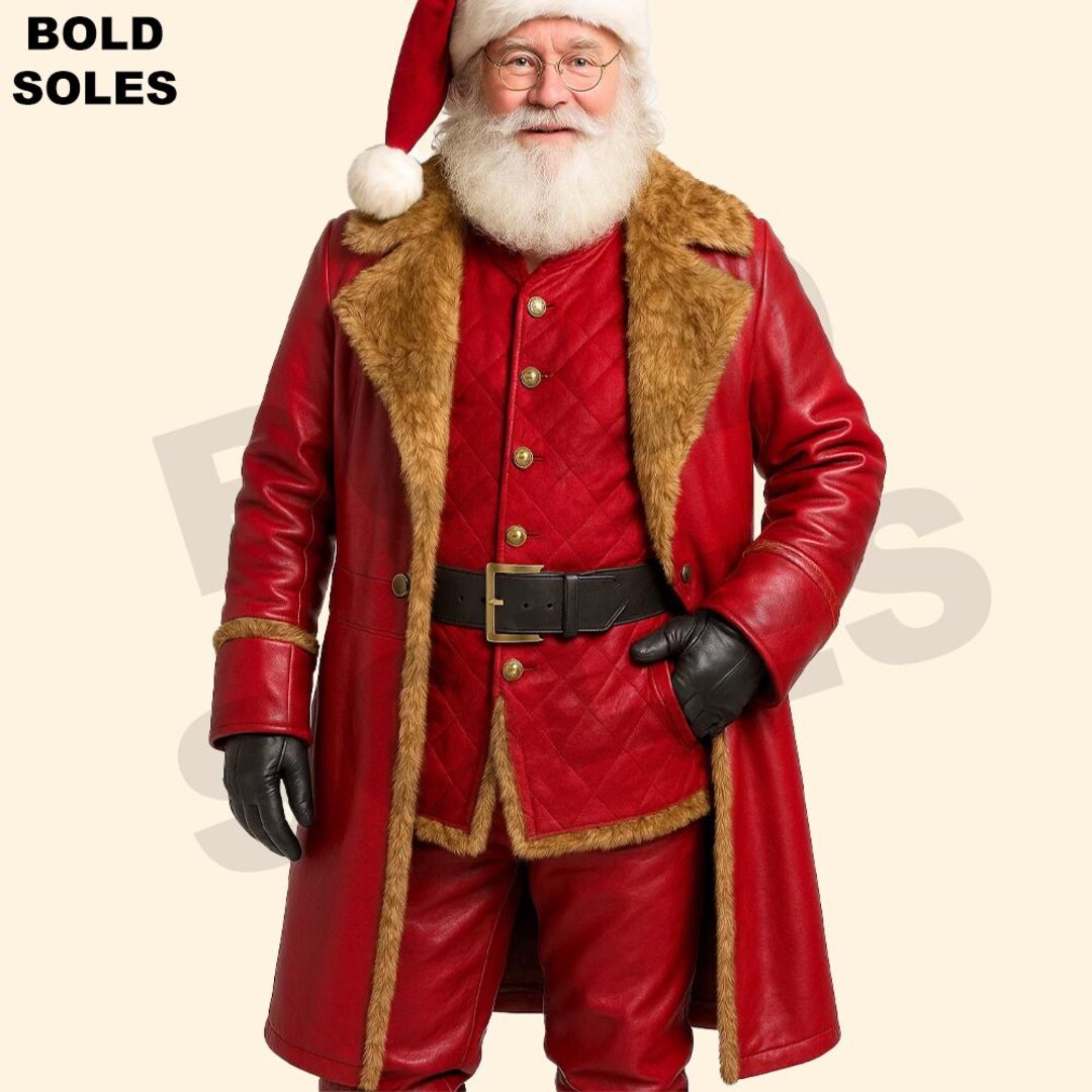 Genuine Leather Santa Claus Costume: Christmas Cosplay Outfit - Etsy