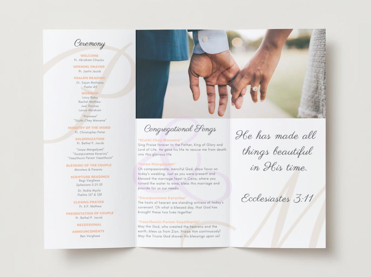 Wedding Ceremony Event Program Timeline Lavender/peach Pretty Trifold ...