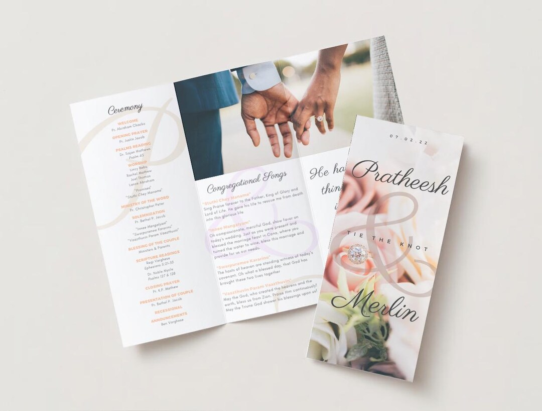 Wedding Ceremony Event Program Timeline Lavender/peach Pretty Trifold ...