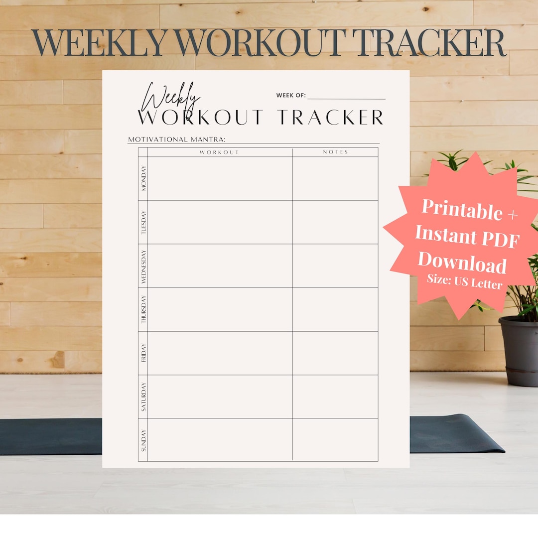 Weekly Workout Tracker, Printable Weekly Workout Tracker, Instant ...