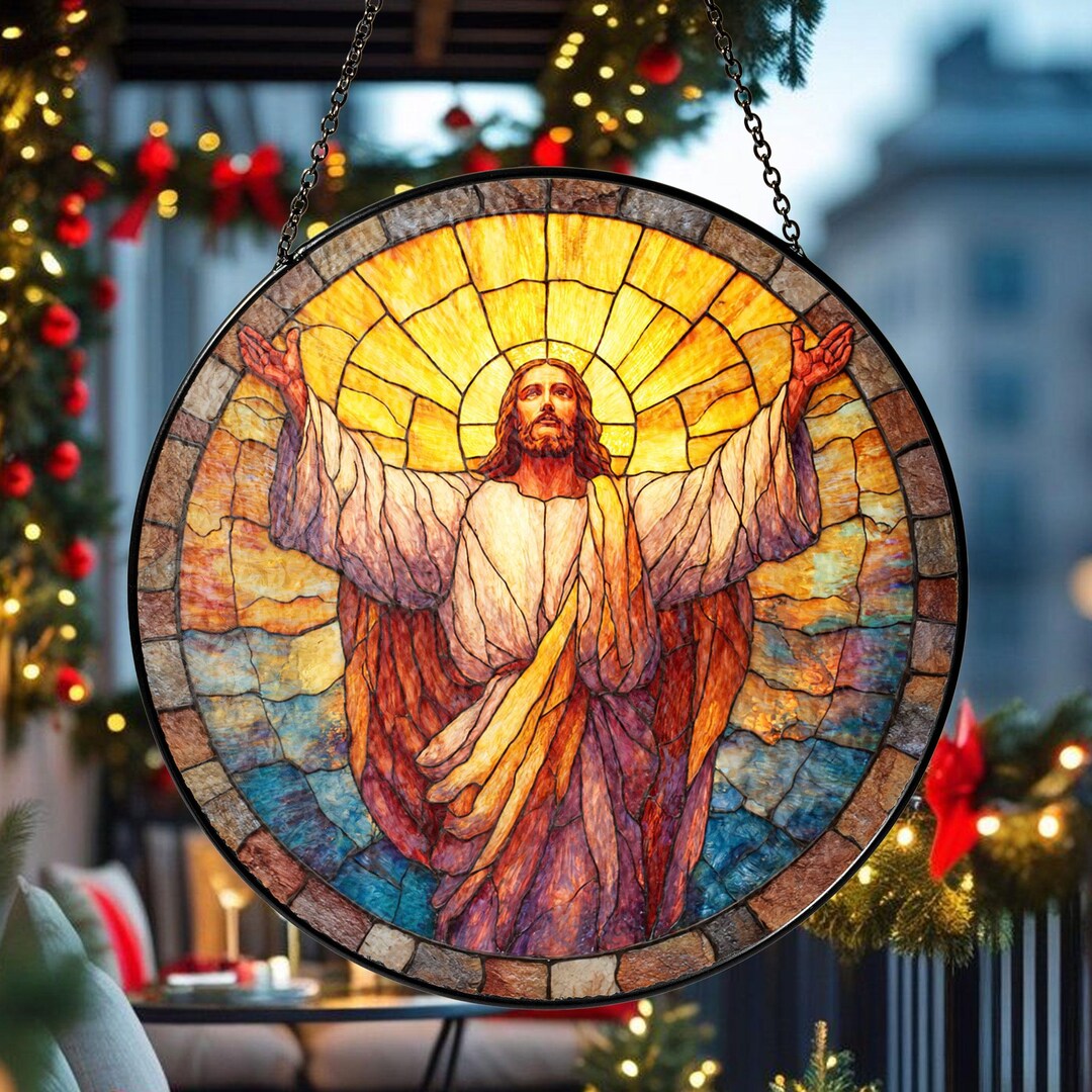 Jesus Stained Glass-style Suncatcher, Christian Window Decor - Etsy