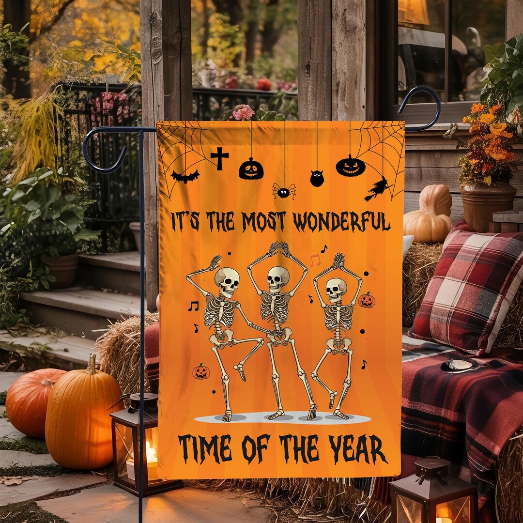 Personalized Dancing Skeletons Halloween Garden Flag, Outdoor Decor - Etsy