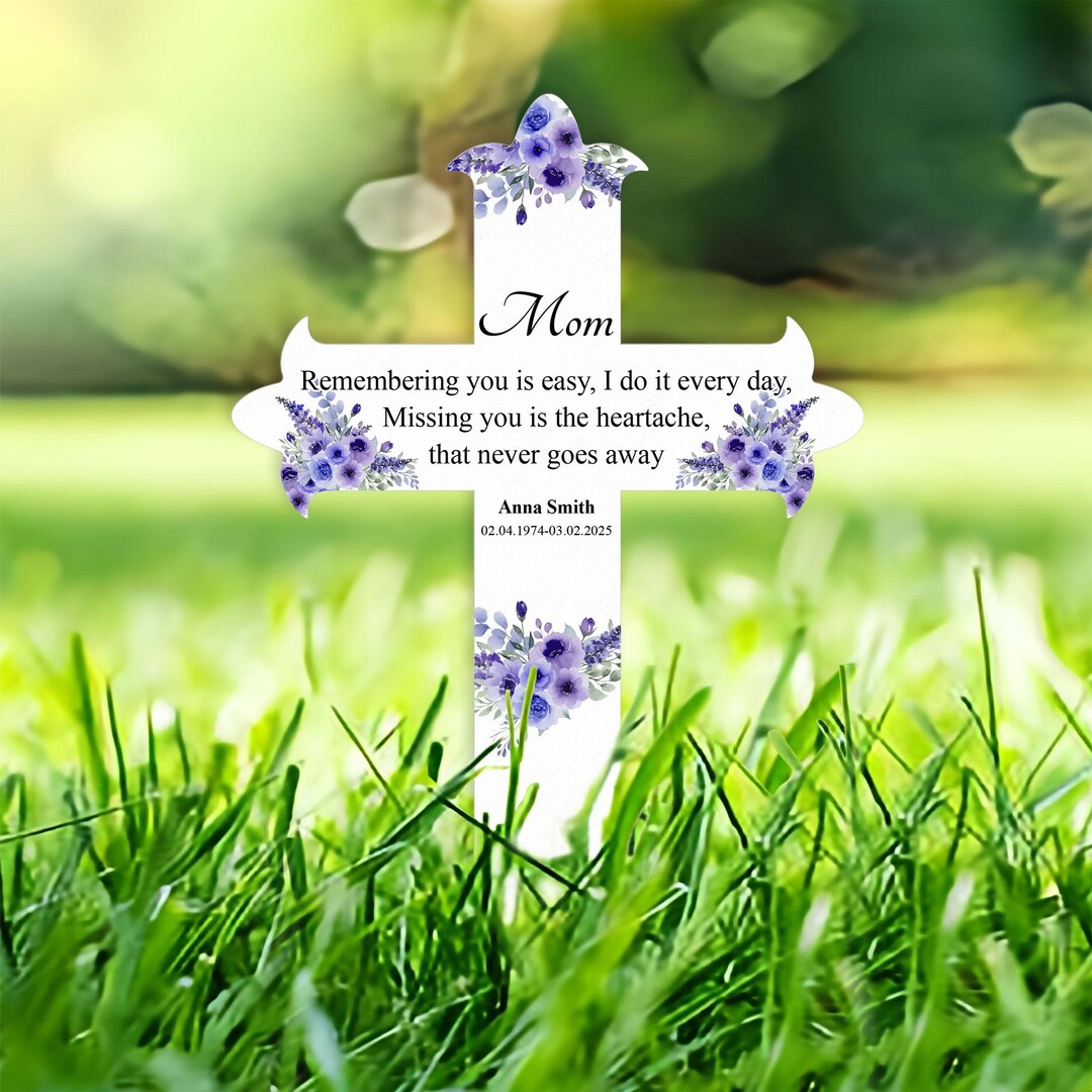 Mom Memorial Stakes, Personalized Memorial Cross, Memorial Stake for ...