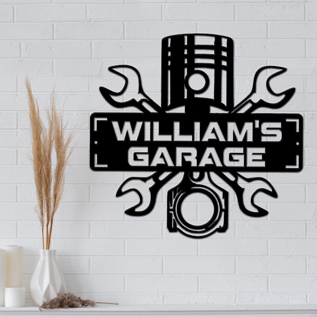 Personalized Hanging Garage Sign, Metal Garage Sign, Metal Wall Art ...