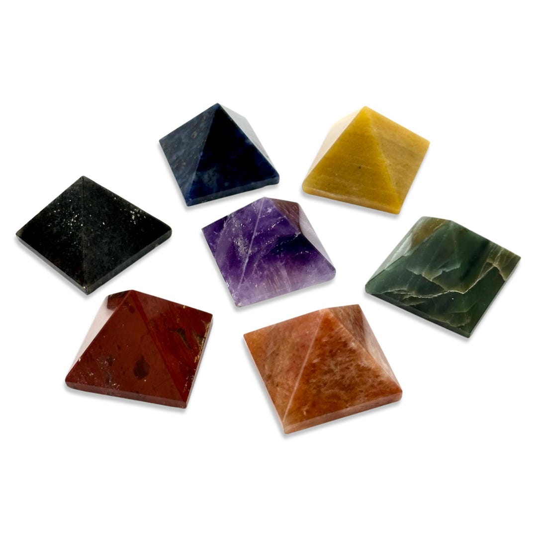 7 Chakra Stone Pyramid Set Harmonize Energy Self Care Kit - Etsy