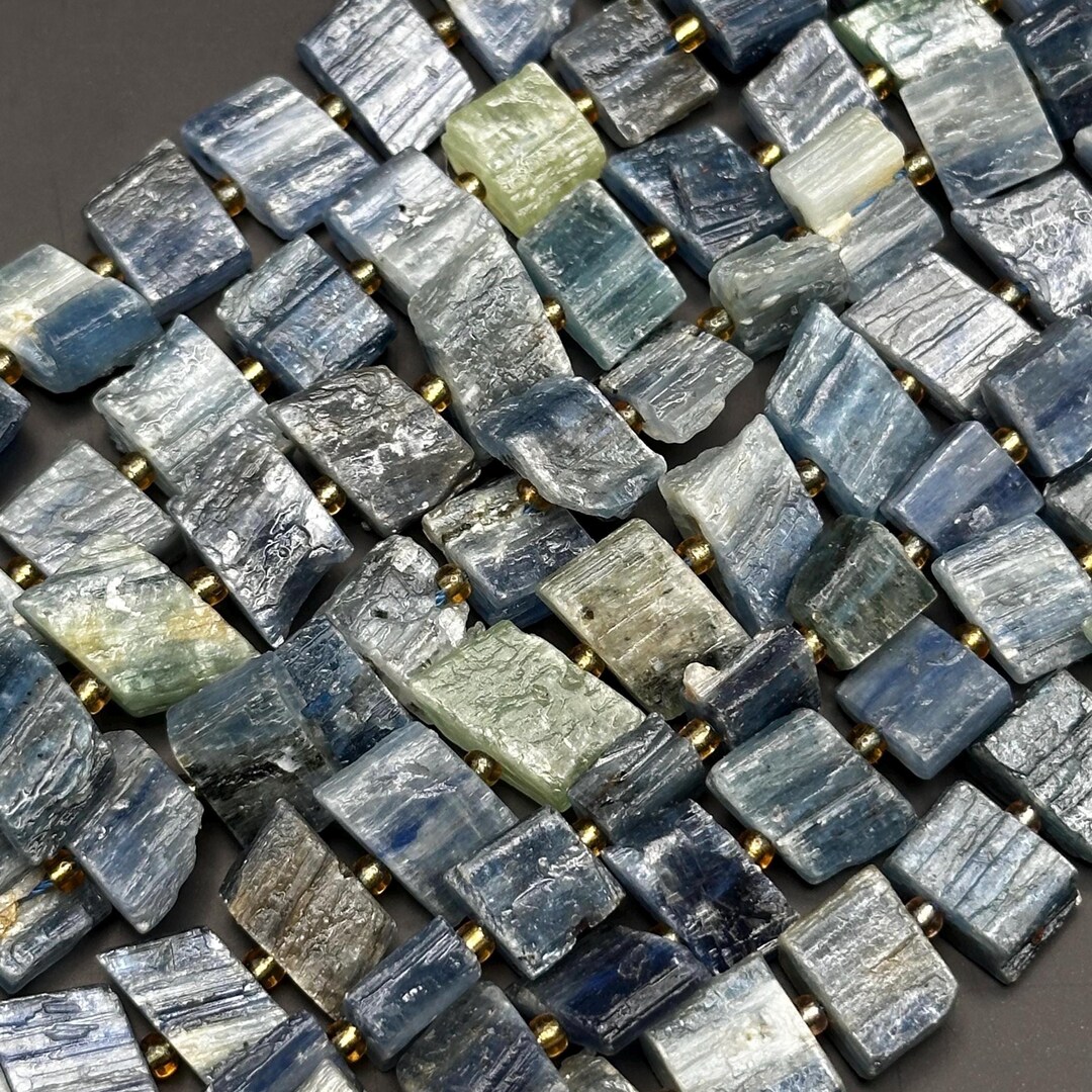 Rough Natural Blue Kyanite Puff Beads 10x12mm – Full 15.5 Strand ...