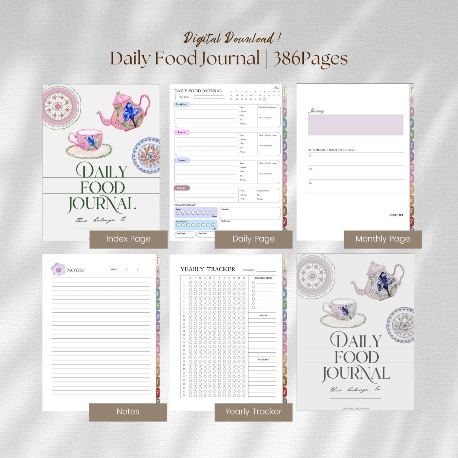 Food Journal for Remarkable Paper Pro & Remarkable 2: Daily Diet ...