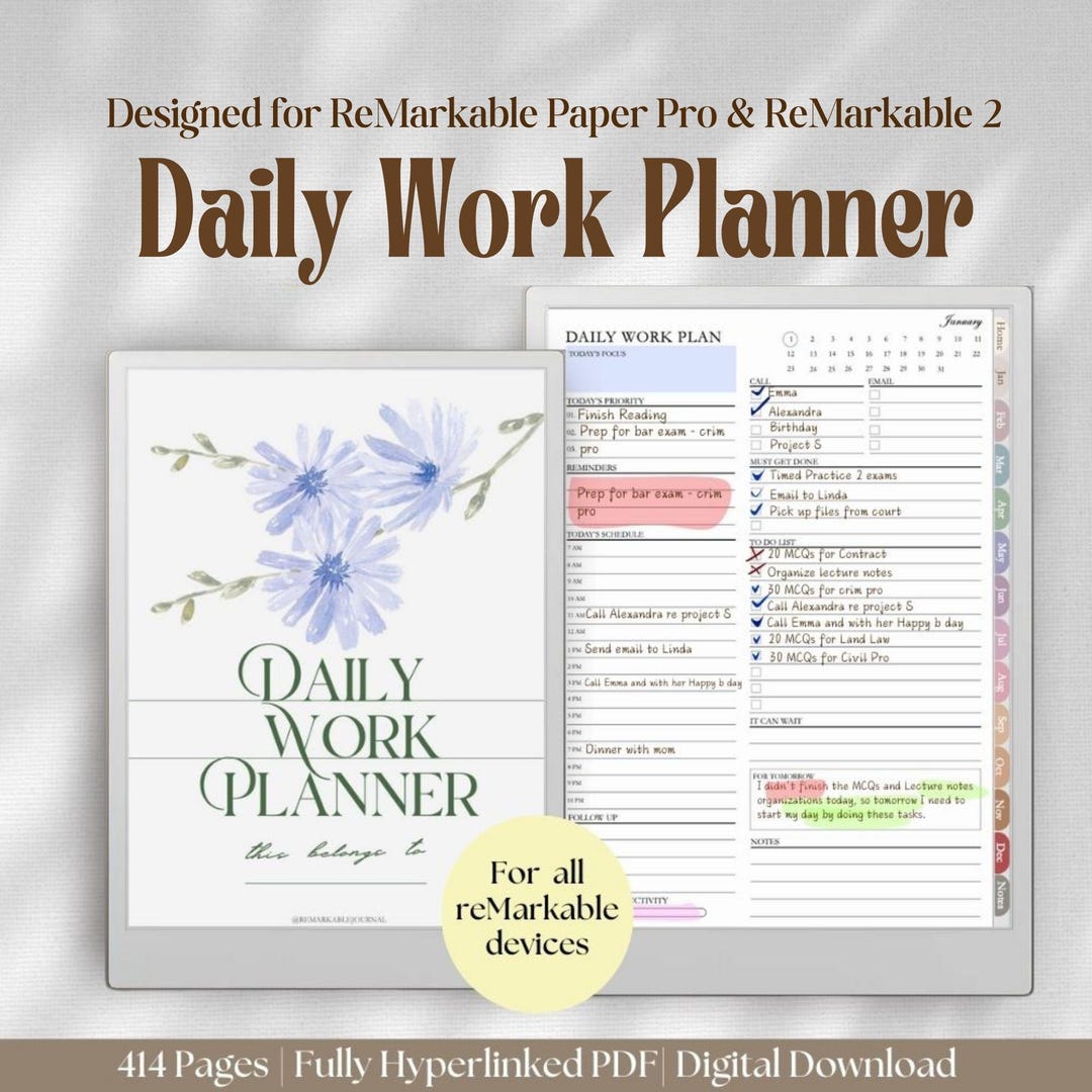 Daily Work Planner for Remarkable Paper Pro & Remarkable 2: Project ...