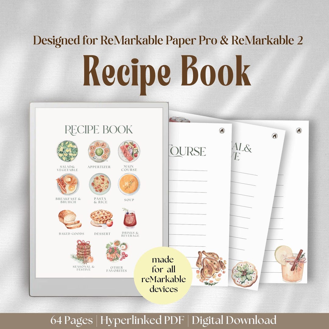 Recipe Book for Remarkable Paper Pro & Remarkable 2 Template | Cookbook ...