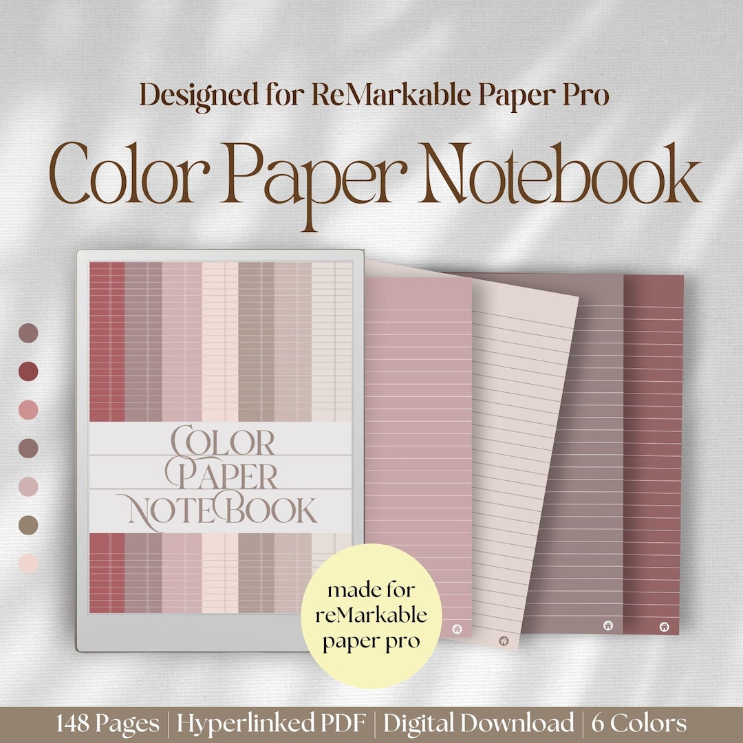 Color Paper Notebook for Remarkable Paper Pro: Hyperlinked 30 Notes ...