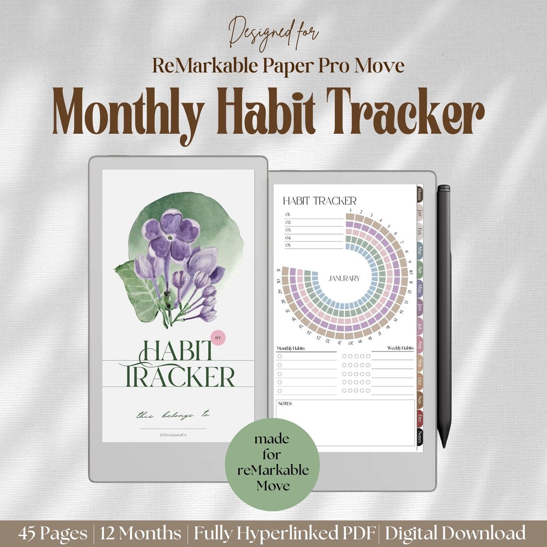 Habit Tracker for Remarkable Paper Pro Move: Mood, Health, Self Care ...