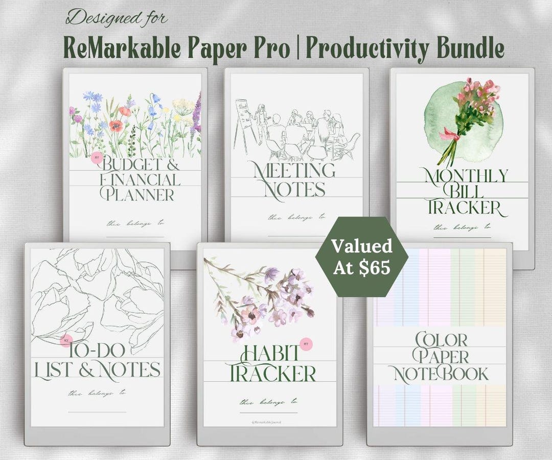 Productivity Bundle for Remarkable Paper Pro: Digital Notebook, Planner ...