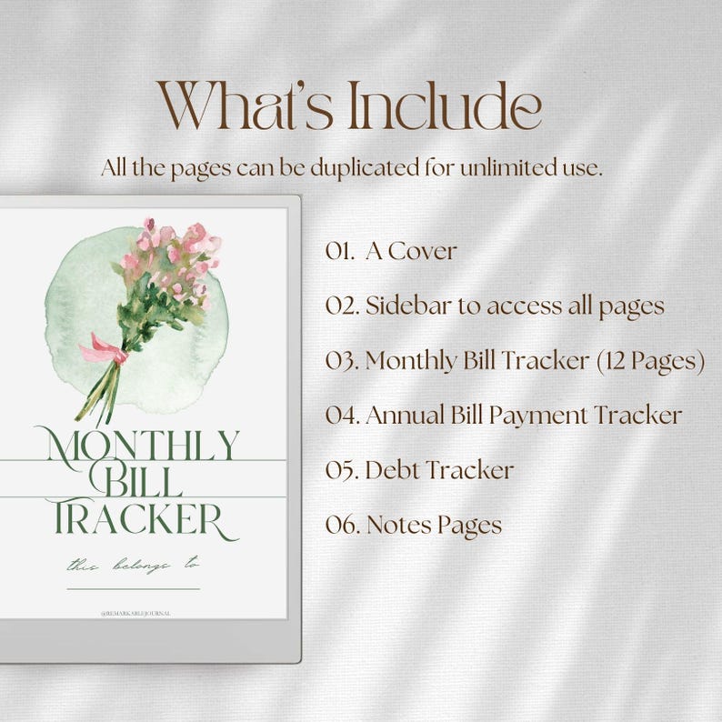 Monthly Bill Tracker for Remarkable Paper Pro & Remarkable 2: Budget ...