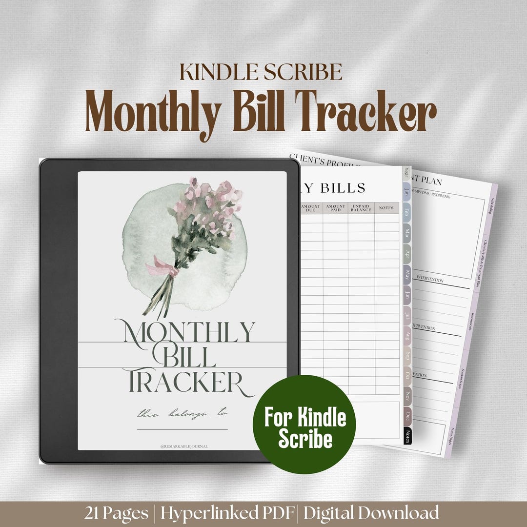 Monthly Bill Tracker Kindle Scribe Template | Bill Payment Tracker Debt ...