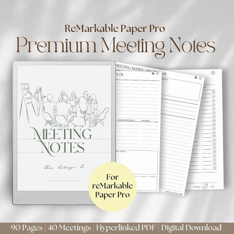 Meeting Notes Remarkable Paper Pro | Remarkable Pro Template Meeting ...