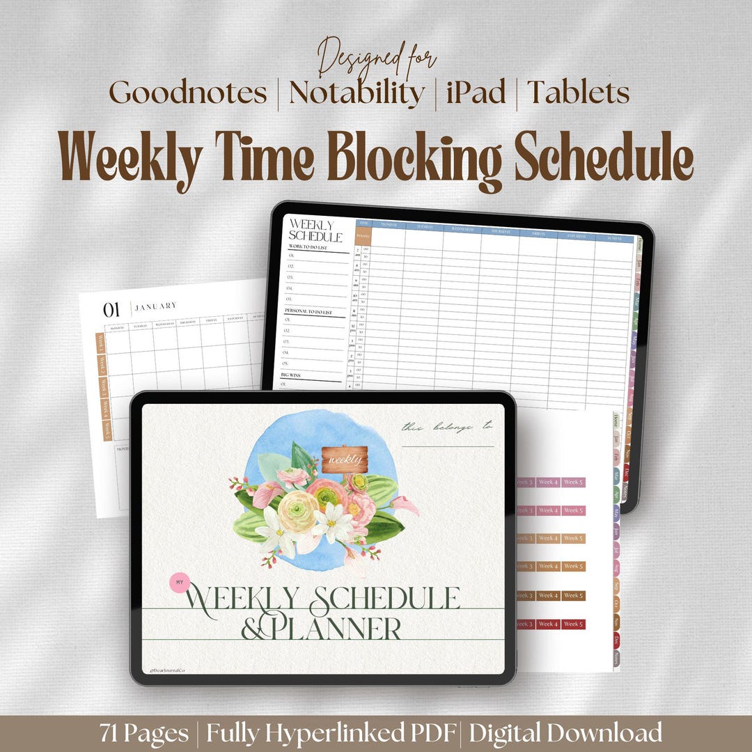 Weekly Planner Goodnotes: Time Blocking, to Do List for Ipad ...