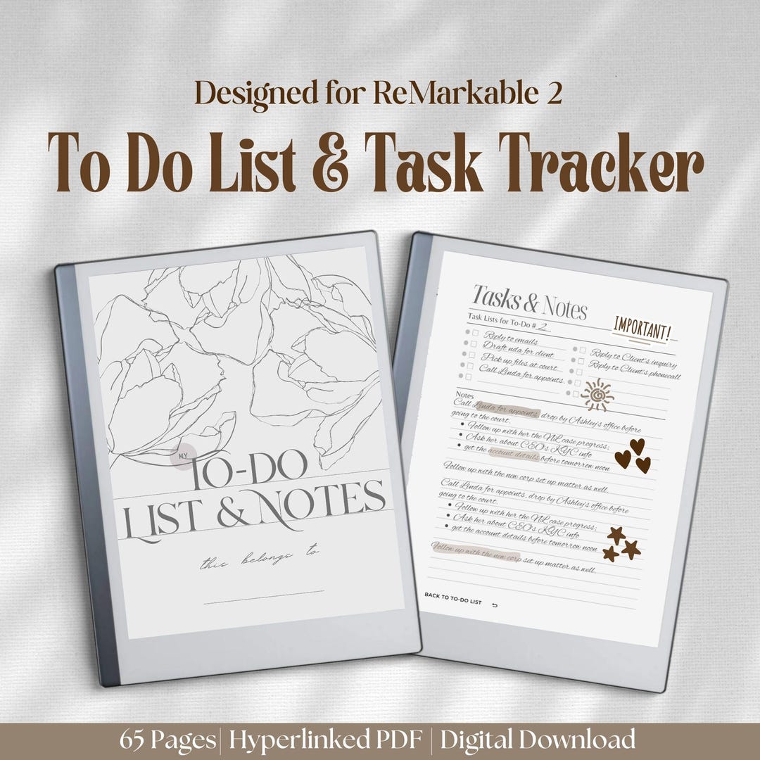 To Do List for Remarkable 2 Templates | Meeting Notes Task Tracker Task ...