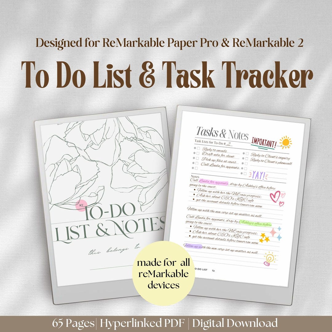To Do List for Remarkable Paper Pro & Remarkable 2: Task Tracker, Work ...