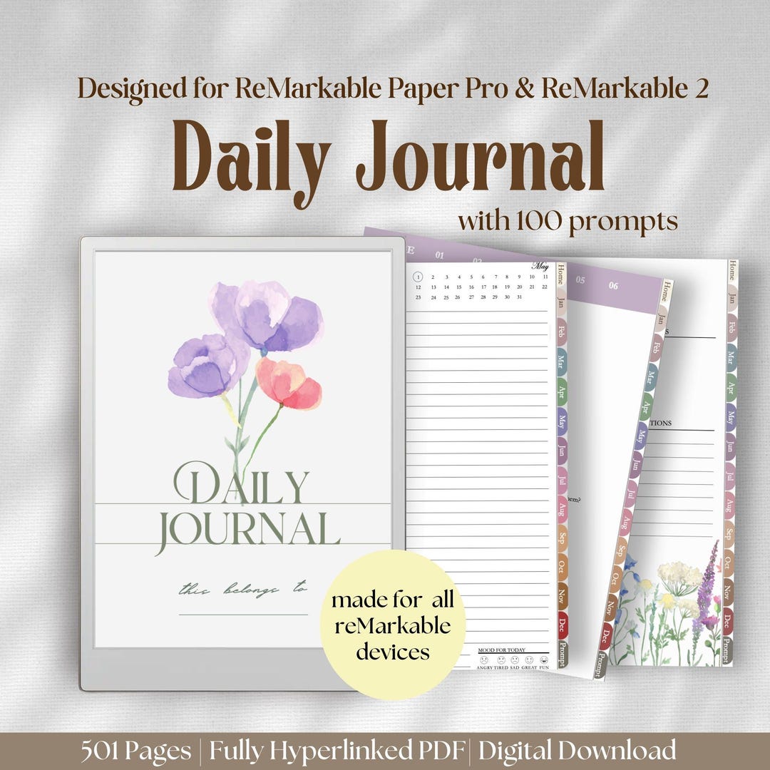 Daily Journal for Remarkable Paper Pro Remarkable 2 Template | Daily ...