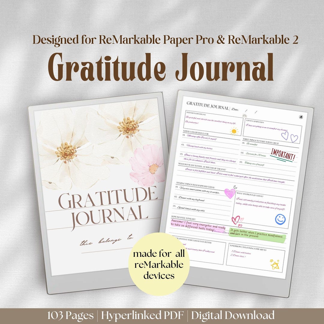 Gratitude Journal for Remarkable Paper Pro & Remarkable 2: Self Care ...