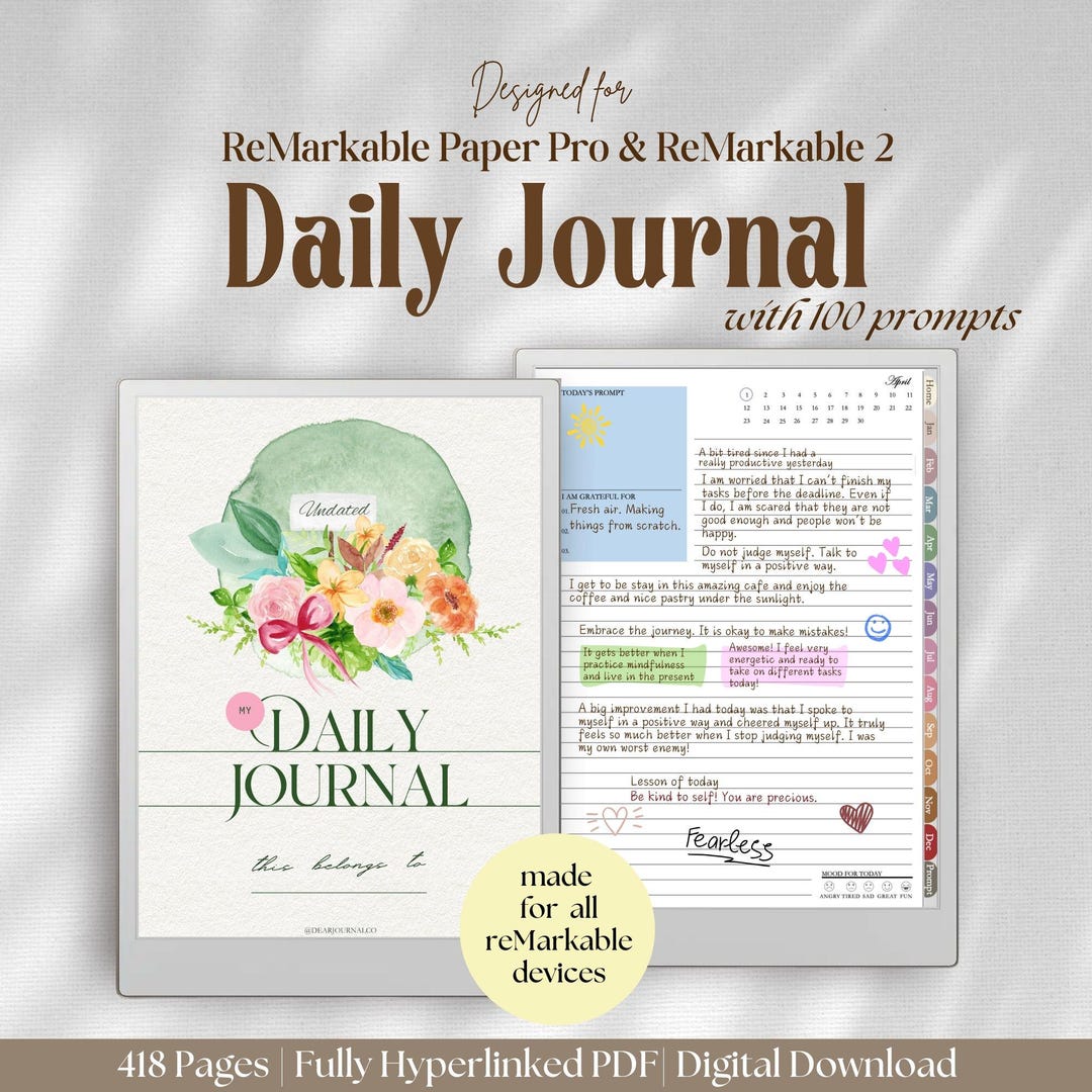Daily Journal for Remarkable 2 & Remarkable Paper Pro: Gratitude, Diary ...