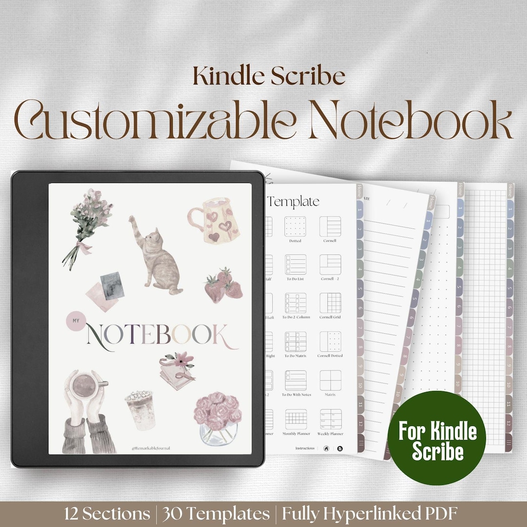 Digital Notebook Kindle Scribe & Colorsoft: Customizable Templates ...
