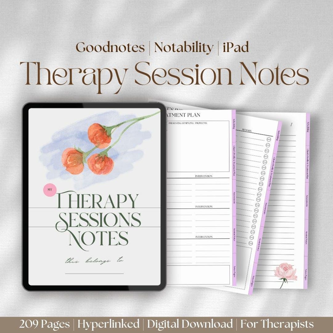 Therapy Sessions Notebook Notability Goodnotes iPad | Hyperlink Therapy ...