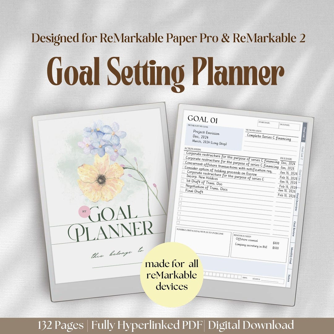 Goal Planner for Remarkable Paper Pro & Remarkable 2 | SMART Goal ...