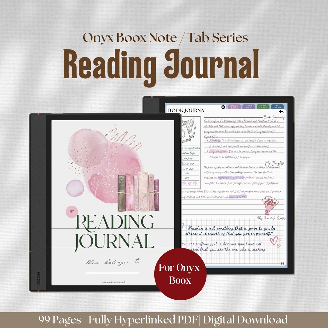 Reading Journal for Onyx Boox Note Air: Book Review, Series Notes ...