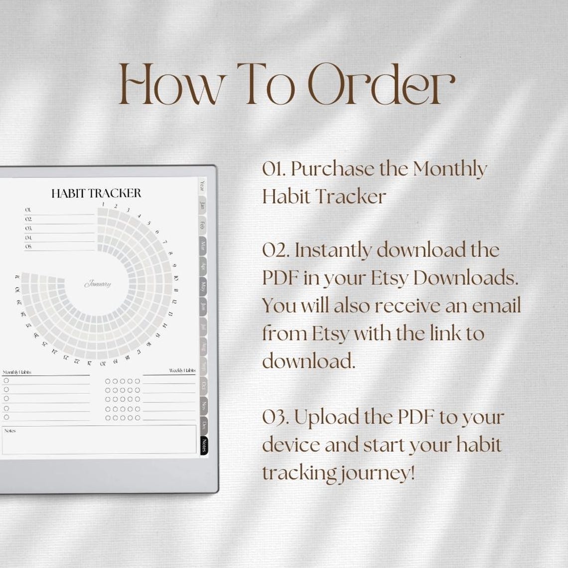 Monthly Habit Tracker for Remarkable 2: Hyperlinked Productivity ...