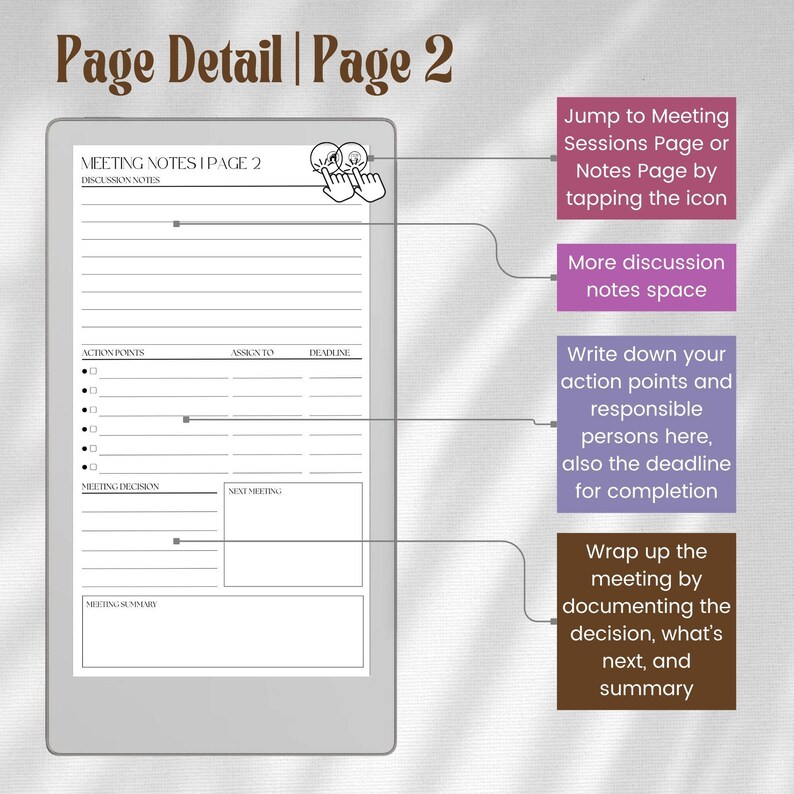 Meeting Notes Template for Remarkable Paper Pro Move: Manage Project ...