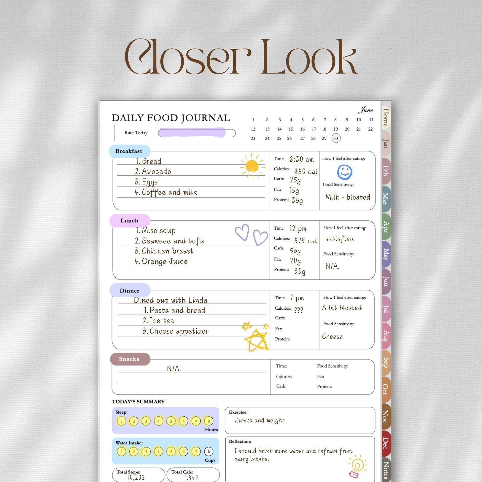 Food Journal for Remarkable Paper Pro & Remarkable 2: Daily Diet ...