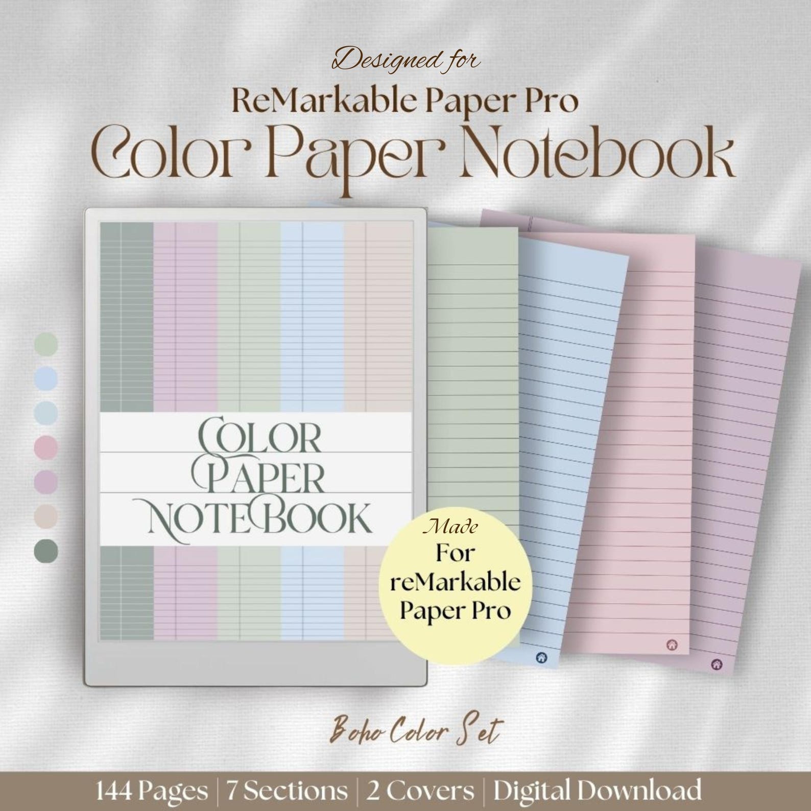 Color Notebook Template for Remarkable Paper Pro: Digital Notebook ...