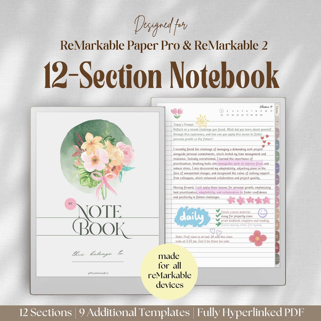 Digital Notebook for Remarkable 2 & Paper Pro: PDF Templates (meeting ...