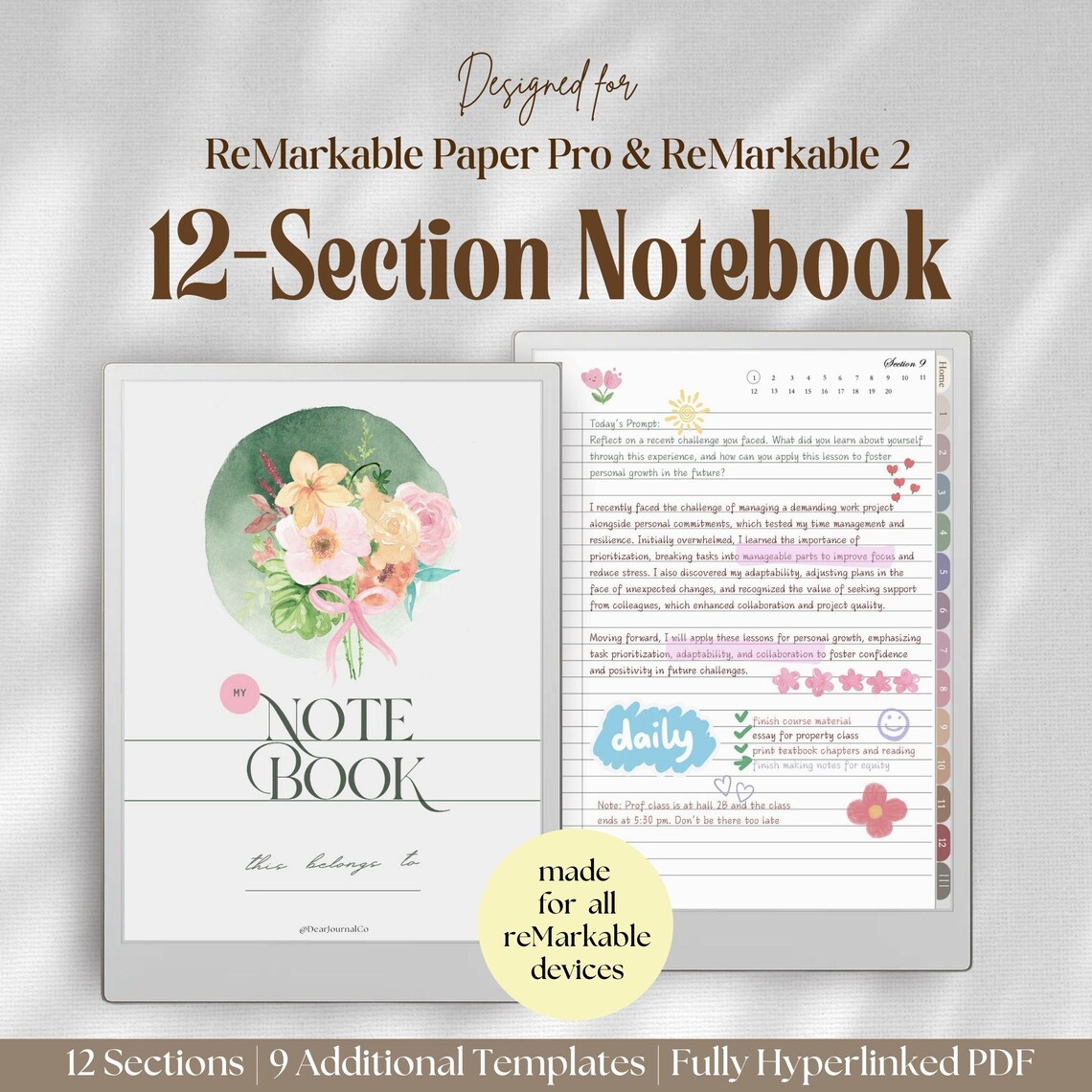 Digital Notebook for Remarkable 2 & Paper Pro: PDF Templates (meeting ...