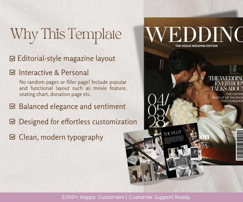 Wedding Program Magazine Template: Custom Wedding Booklet, Timeline ...