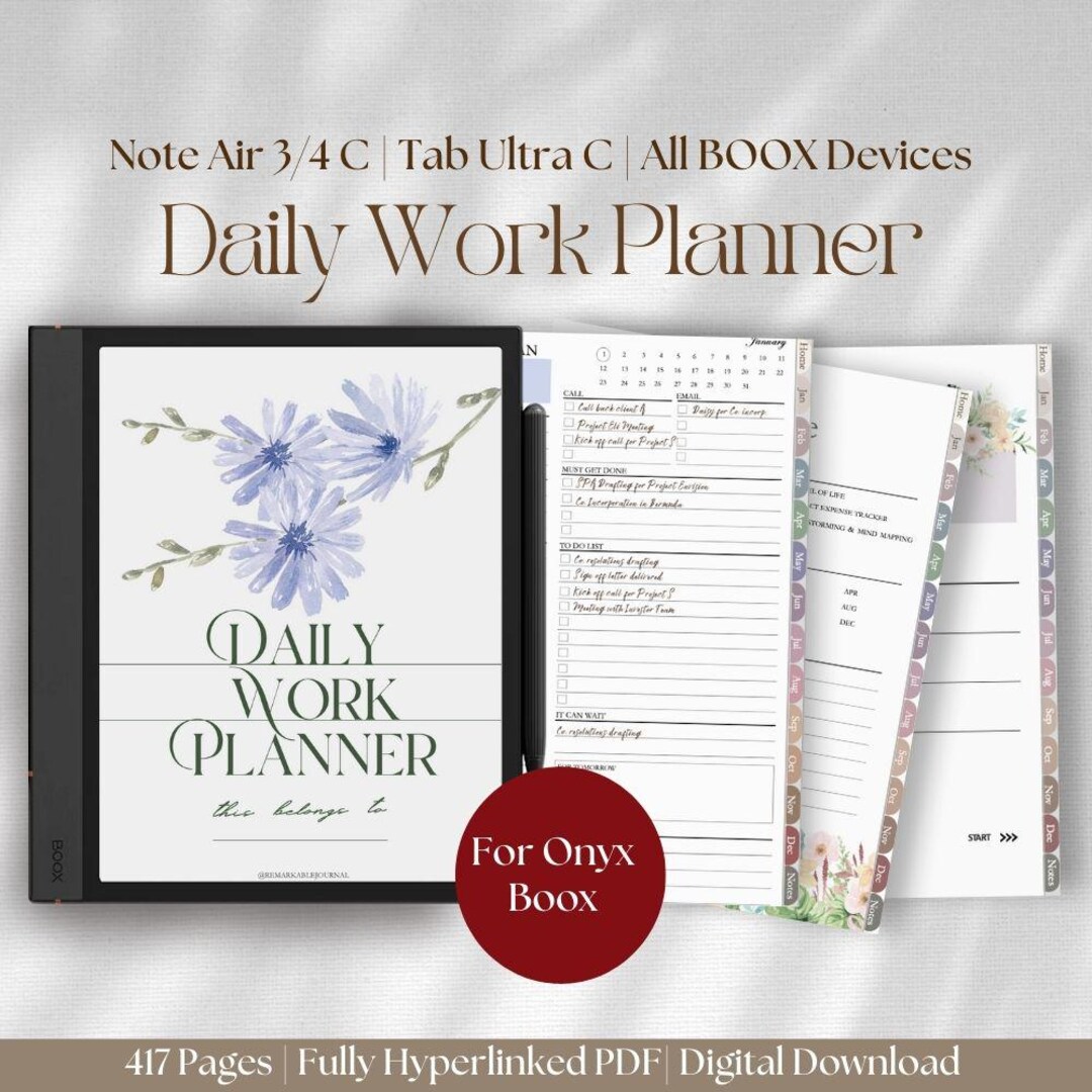 Daily Work Planner Boox Note Air Template Ultra Tab 2025 Planner | Boox ...