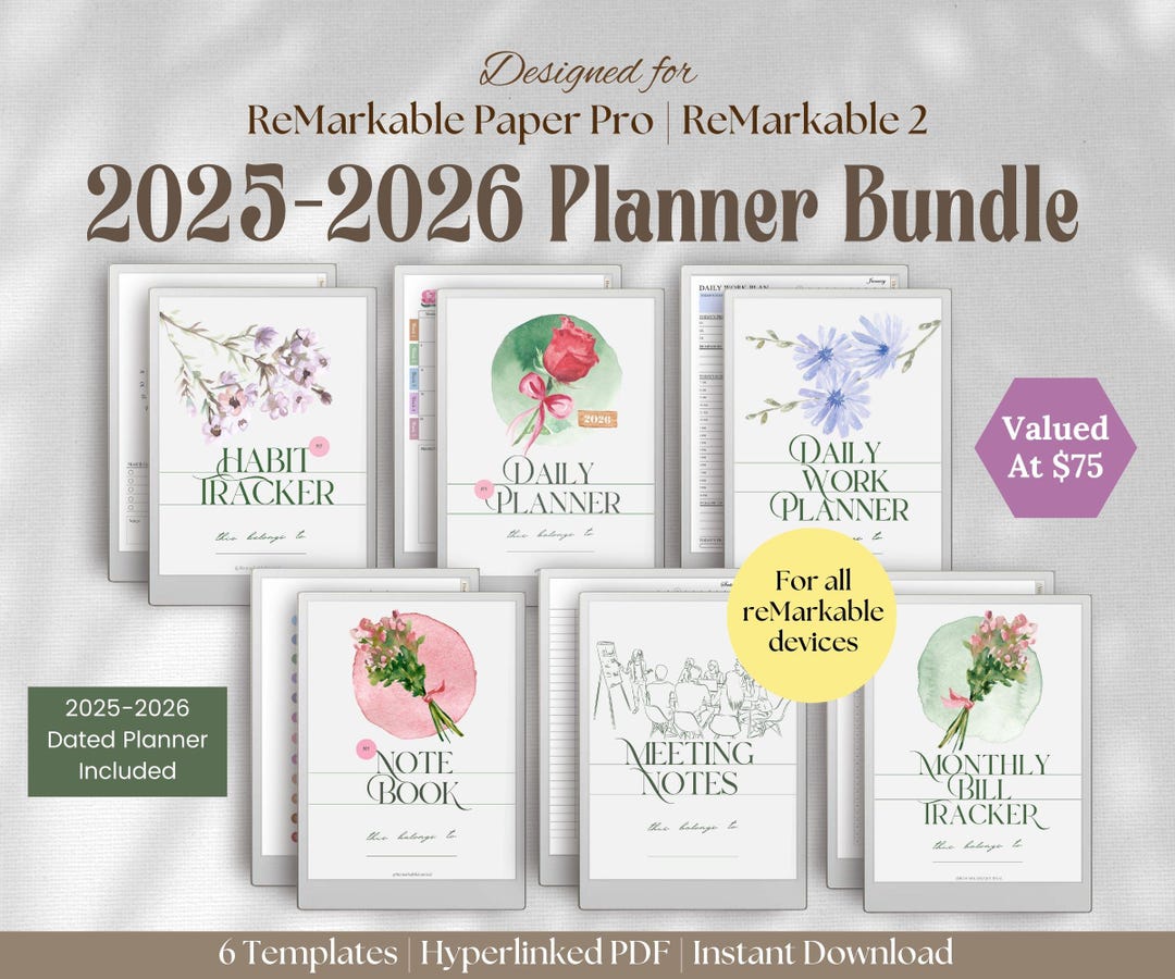 2025-2026 Planner Bundle for Remarkable Paper Pro & Remarkable 2 | Work ...