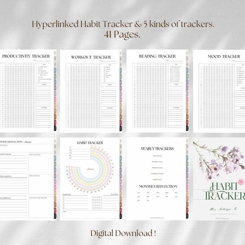 Monthly Habit Tracker for Remarkable 2: Hyperlinked Productivity ...
