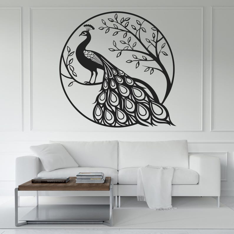 DIY Peacock Wall Art Laser Cut – Majestic Design in Frame (dxf, Dwg ...