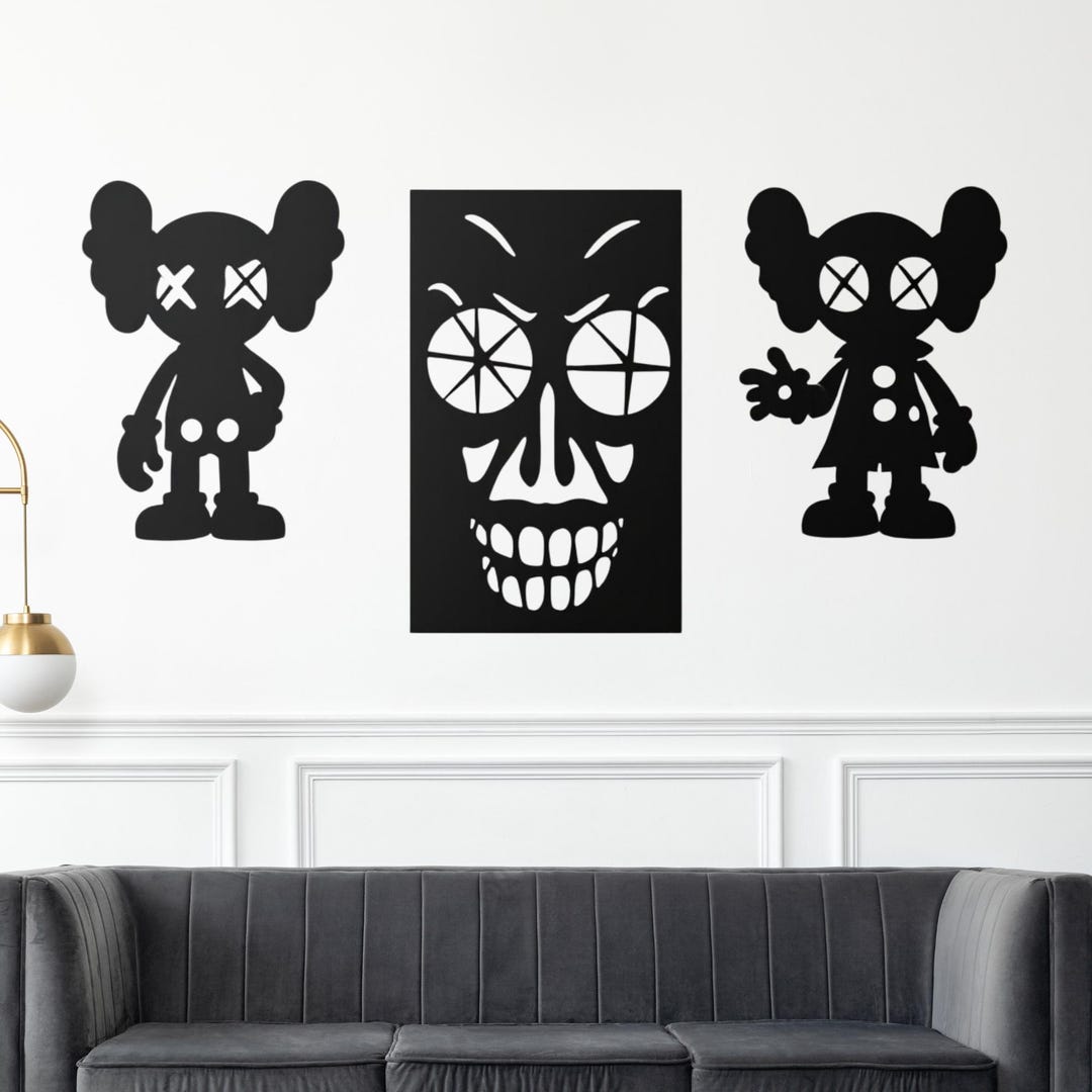 Set of 3 Kaws-style Vector Character Designs for Laser, Plasma Cutting ...