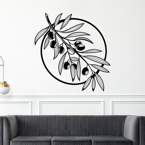 DIY Olive Branch Wall Art Laser Cut – Olive Branch With Berries in Oval ...